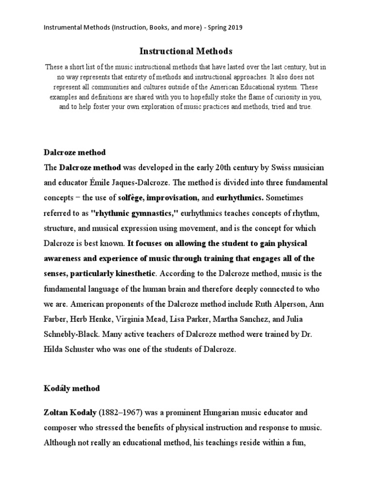 Instructional Methods | PDF | Music Education | Musicology