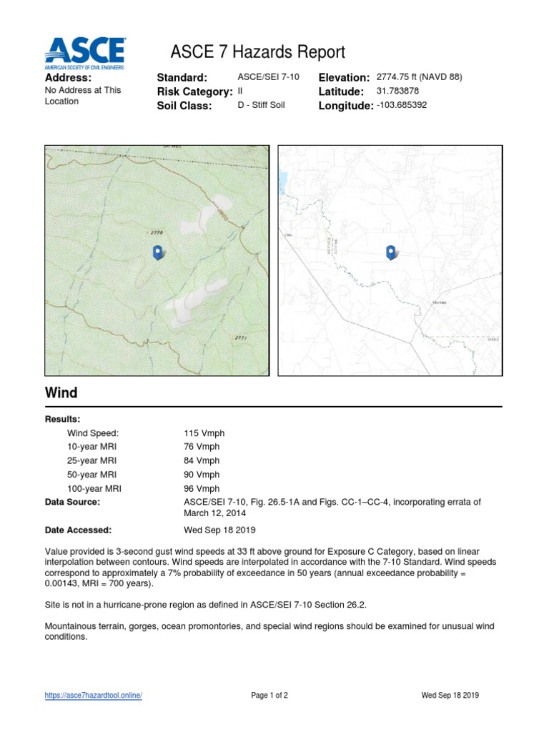 ASCE 7 Hazards Report: Address: Standard: Risk Category: Soil Class ...