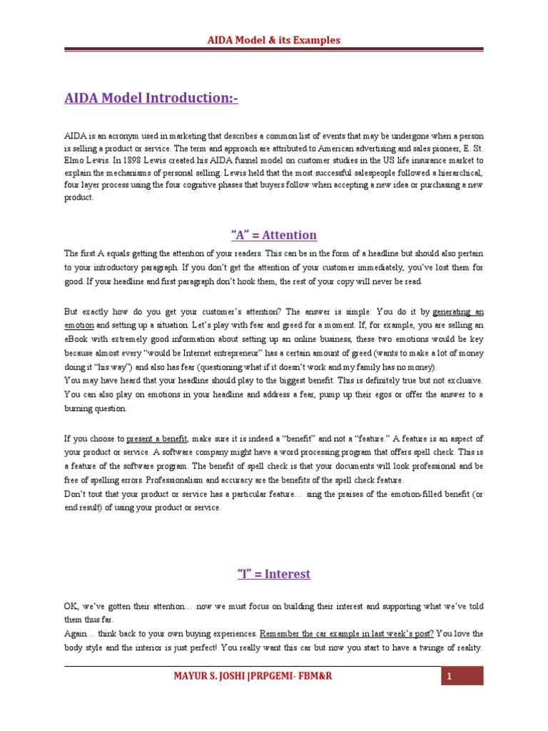 AIDA Model Introduction | PDF