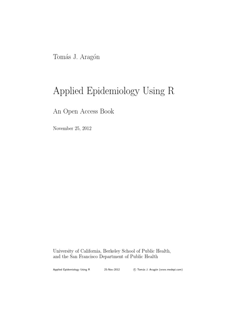 Applied Epidemiology Using R Pdf Pdf Epidemiology Data Analysis 7701