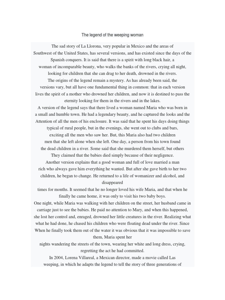 The Legend of The Weeping Woman | PDF