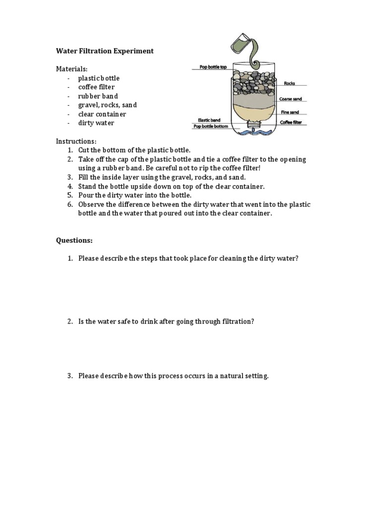 Week6 Water Filtration Worksheet and Key | PDF