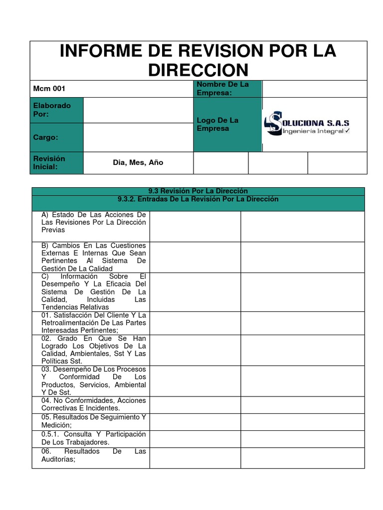 Informe de Revisión Por La Dirección 2 | PDF | Gestión de la calidad ...