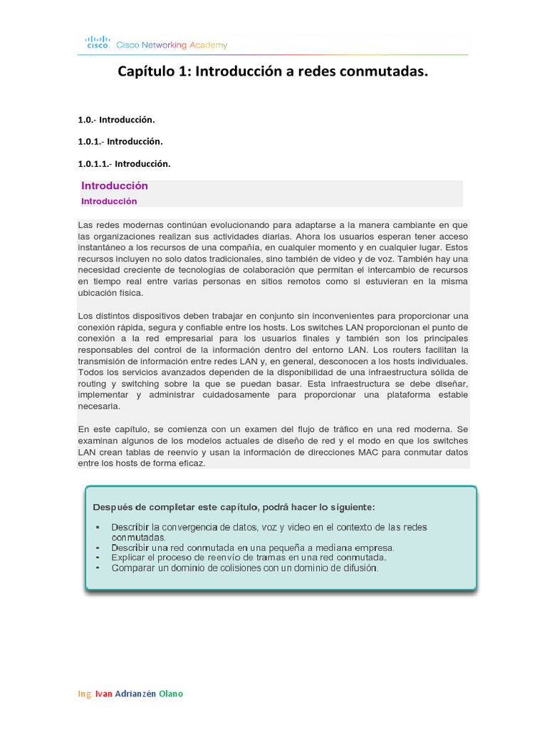Capítulo 1 - Introducción A Las Redes Conmutadas PDF | PDF | Conmutador de red | Red de computadoras