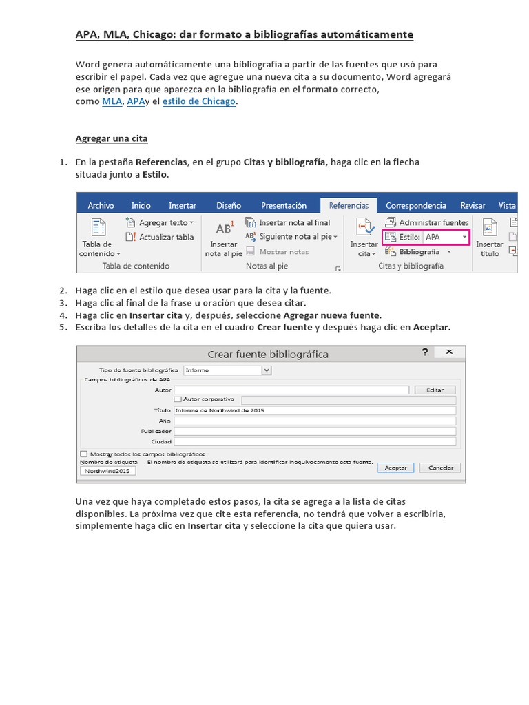 Como Citar en Word Con APA | PDF | Bibliografía | Microsoft Word