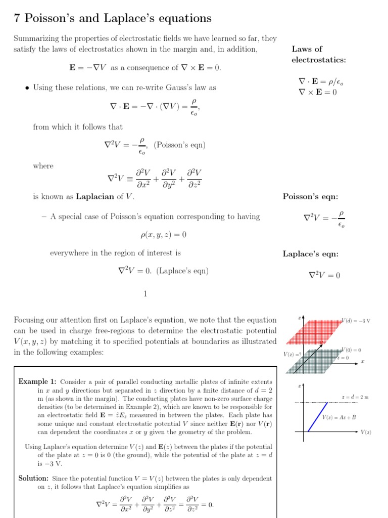 7 Poisson's and Laplace's Equations | PDF | Electrostatics | Electric Field