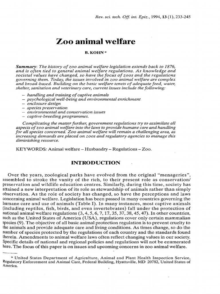 Zoo Animal Welfare | PDF | Zoo | Animal Welfare