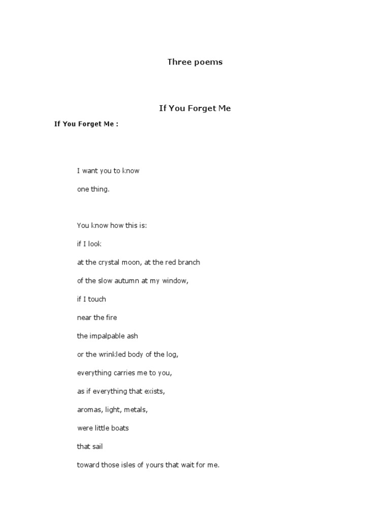 Three Poems: If You Forget Me | PDF