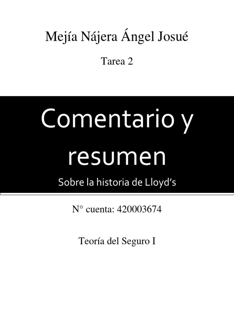 Resumen y Comentario de La Historia de Lloyds | PDF | Reaseguro | Seguro