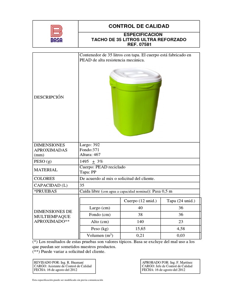 7581 - Tacho de 35 Litros Ultra Reforzado | PDF