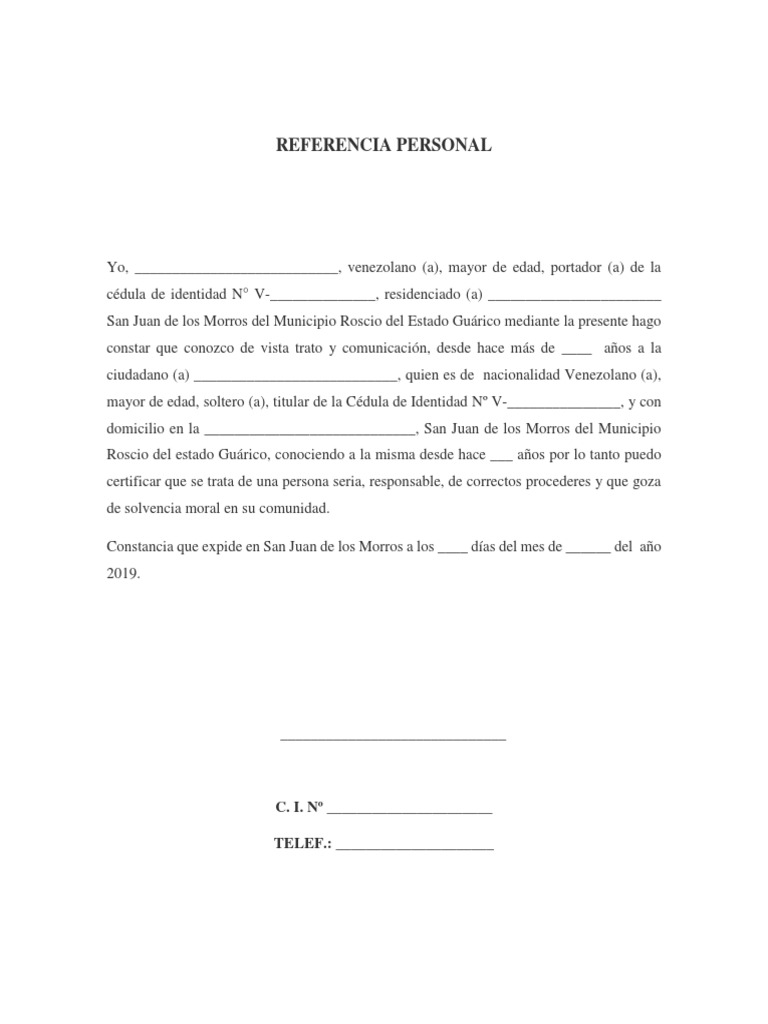 Formato de Referencia Personal | PDF