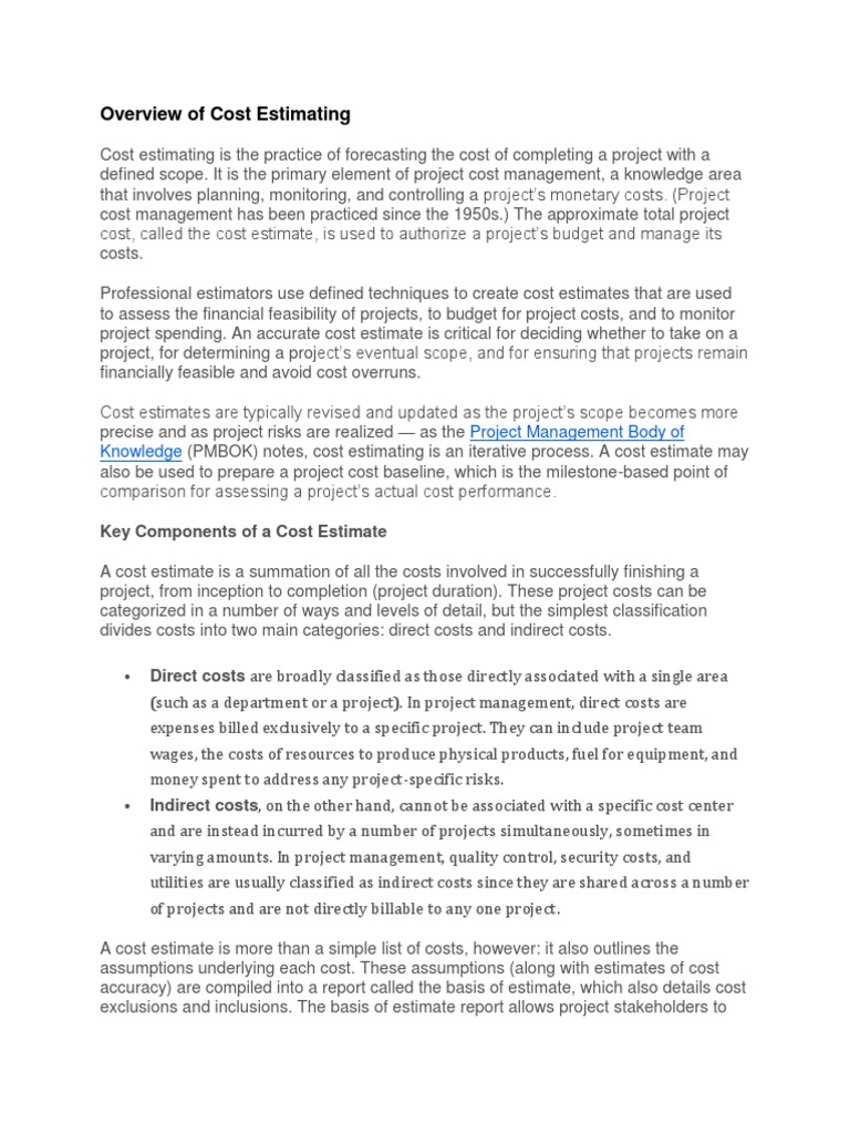 Overview of Cost Estimating | PDF | Agile Software Development ...