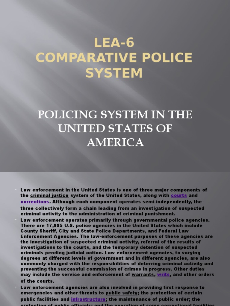 LEA-6 Comparative Police System: Policing System in The United States ...