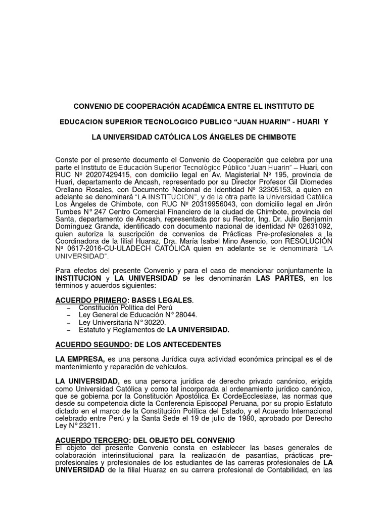 Modelo de Convenio | PDF | Universidad | Contabilidad