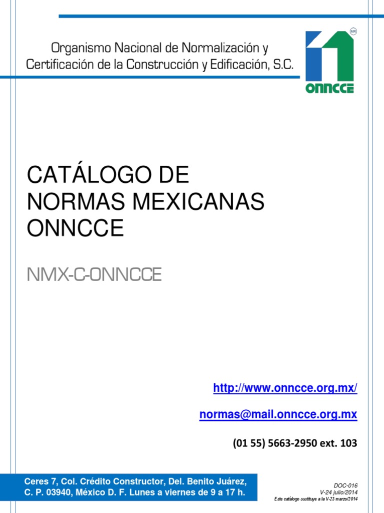 CATALOGO_DE_NORMAS_MEXICANAS_ONNCCE_NMX-.pdf | Material compuesto | Hormigón