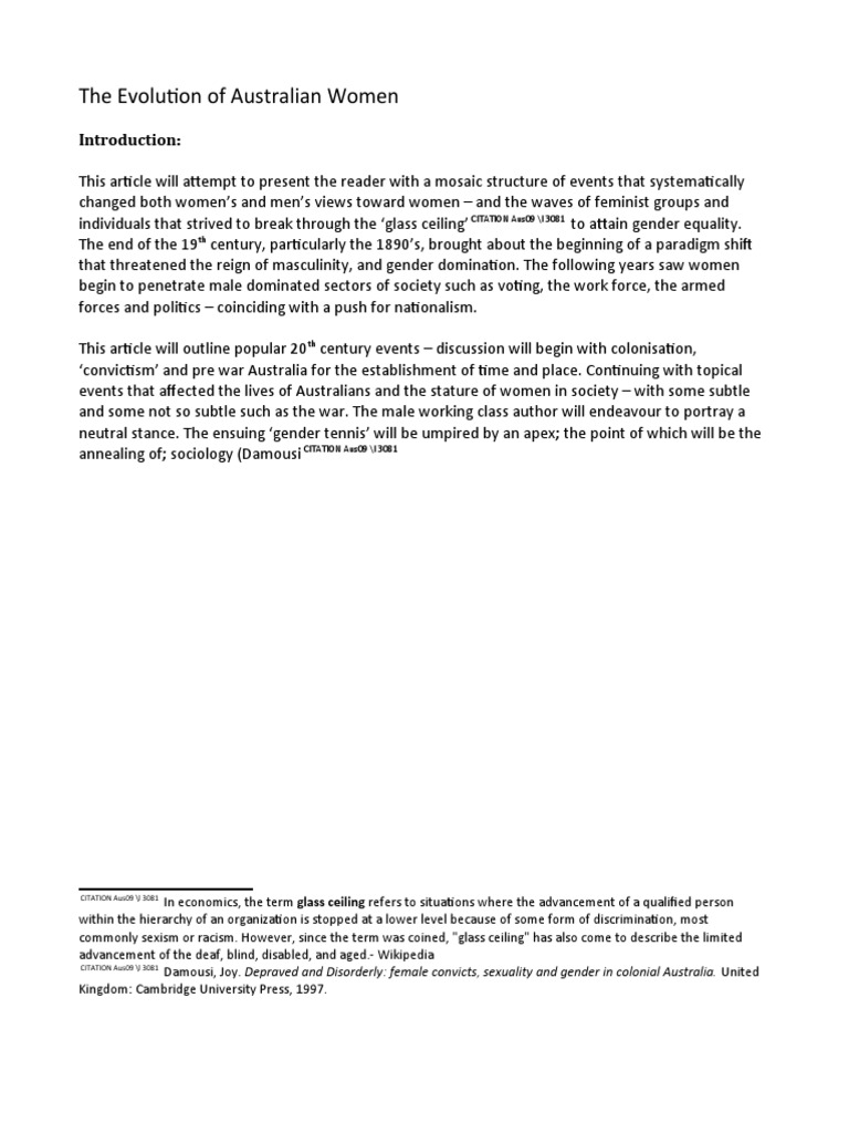 The Evolution of Australian Women | PDF | Politics | Social Science