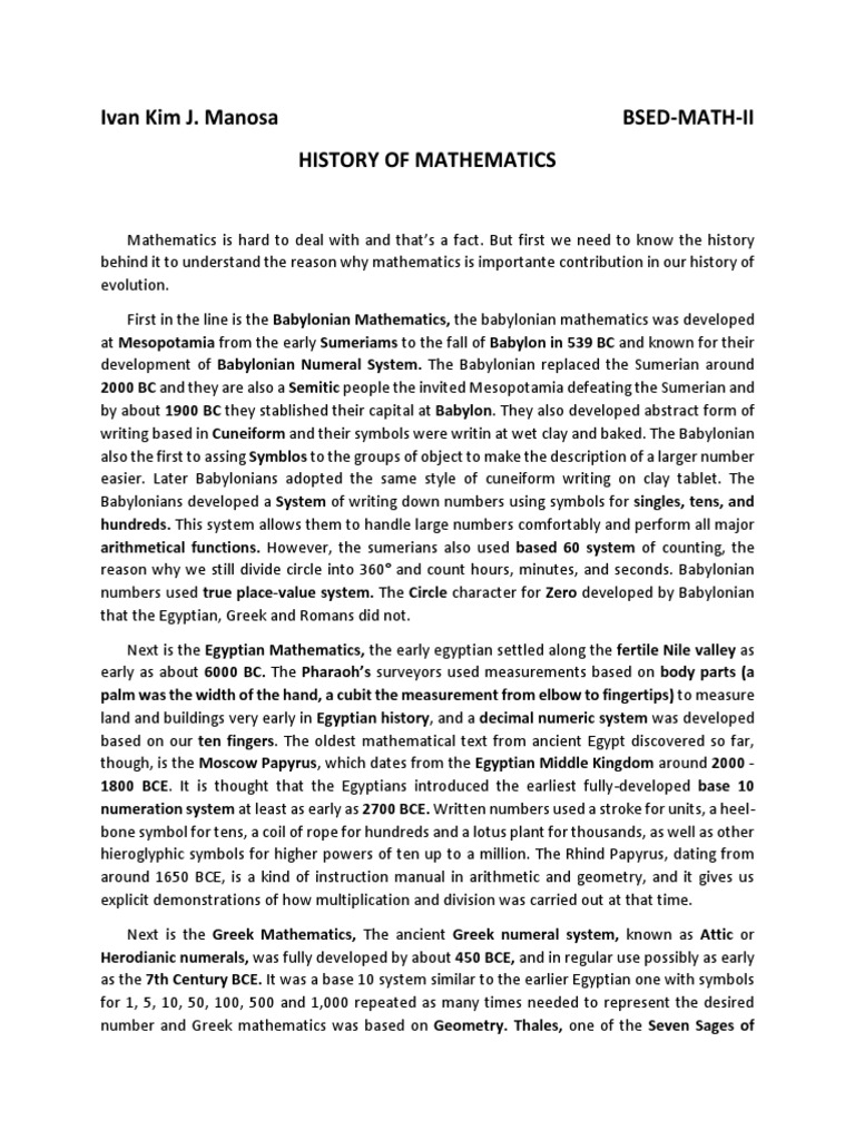 History of Mathematics | PDF | Babylonia | Teaching Mathematics
