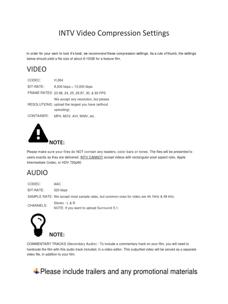 Video Compression Settings | PDF