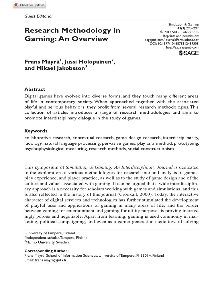 Frans en Game Research Methods An Overview | PDF | Ethnography | Interdisciplinarity