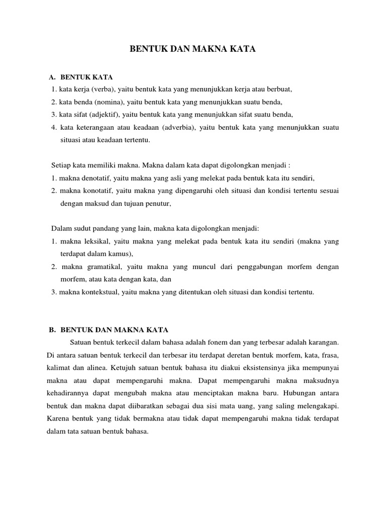Bentuk Dan Makna Kata | PDF
