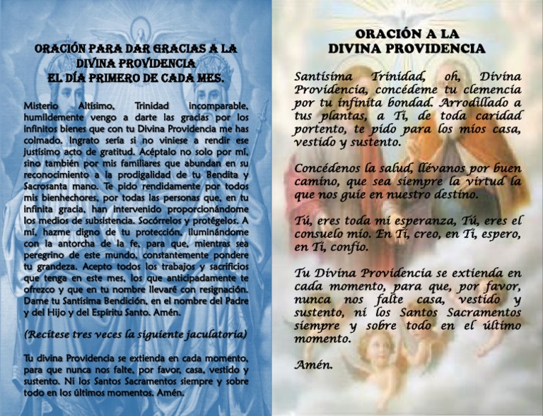 Oracion A La Divina Providencia 1 De Cada Mes Online | www.simpleplanning.net