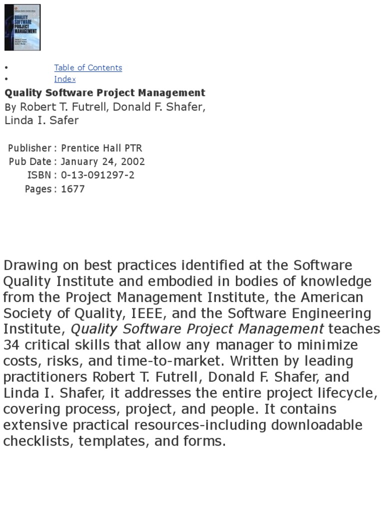 Robert T.Futrell Quality Software Project PDF | PDF | Software ...