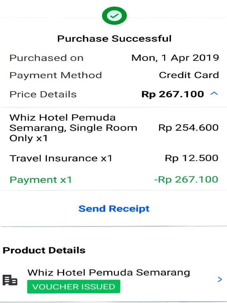 Purchase Successful Mon, 1 Apr 2019 Credit Card: Purchased On Payment ...