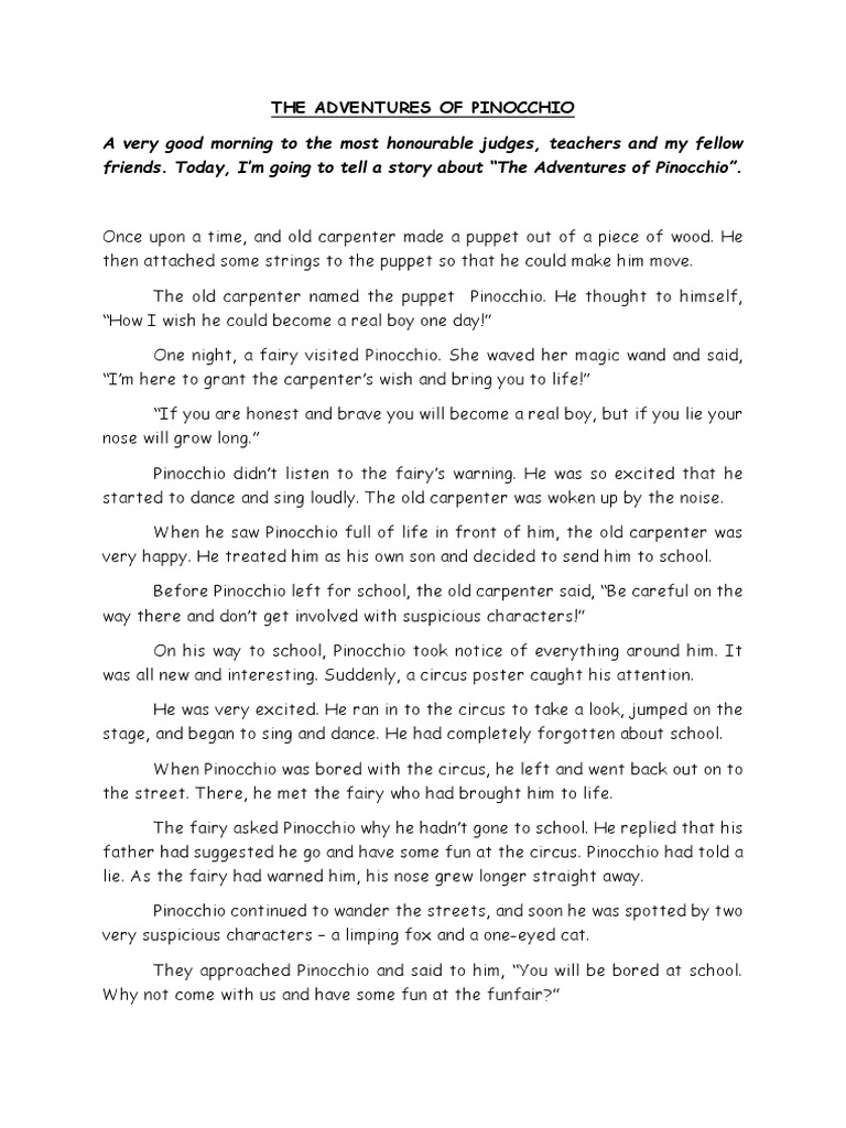 The Adventures of Pinocchio | PDF | General Fiction