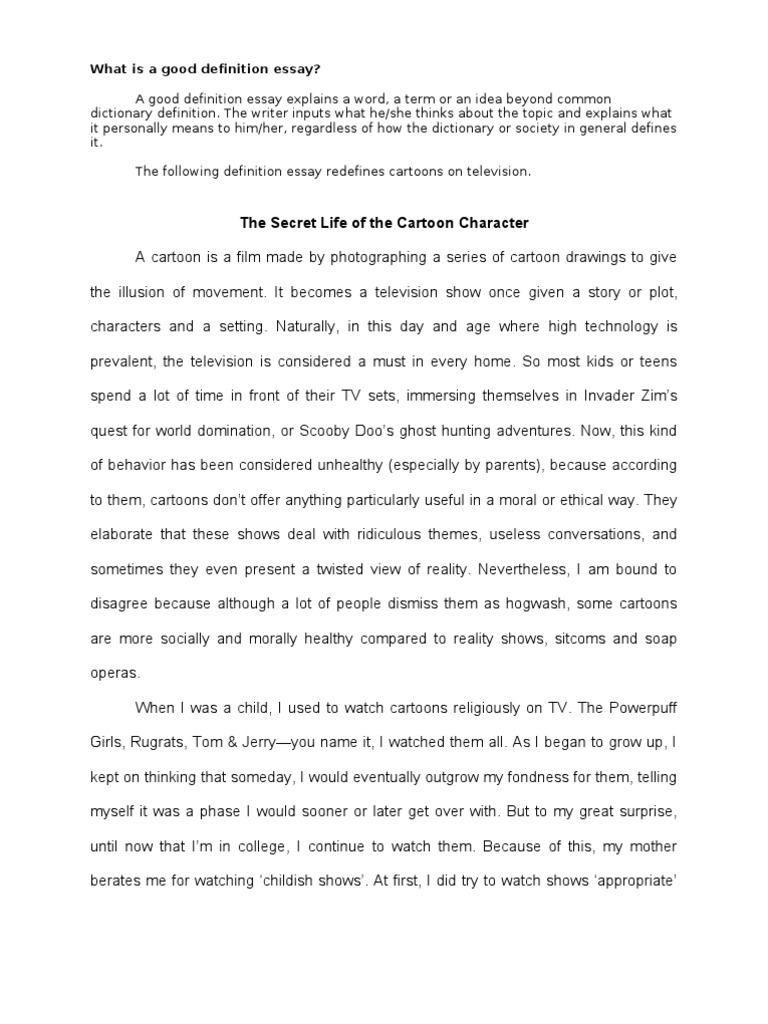 Example of A Definition Essay | PDF | Definition | Essays