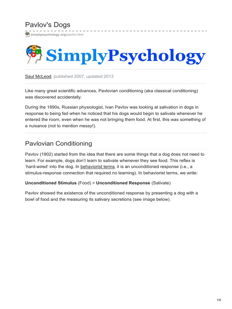 Pavlov | PDF | Classical Conditioning | Behavioral Neuroscience