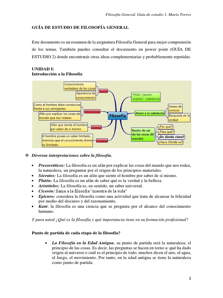 Filosofia General. Guia de Estudio 1 | PDF | Platón | René Descartes