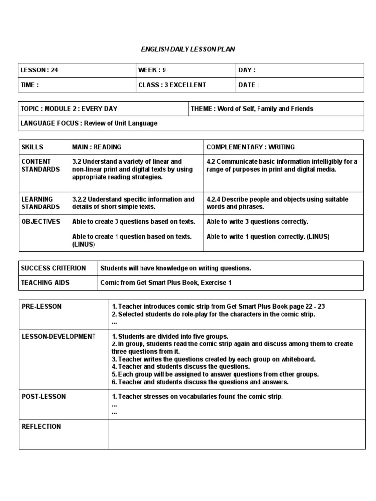 RPH English Year 3 | PDF | Lesson Plan | Teachers
