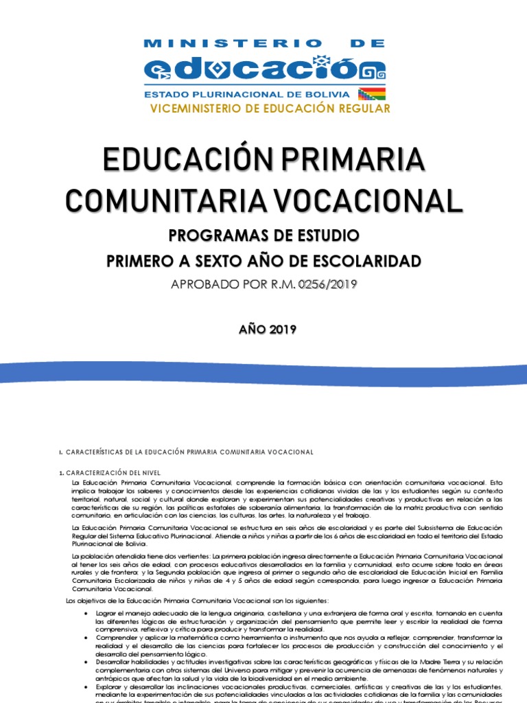 Programa de Estudios Nivel Primario 2019 R.M.00256-19 PDF | PDF ...
