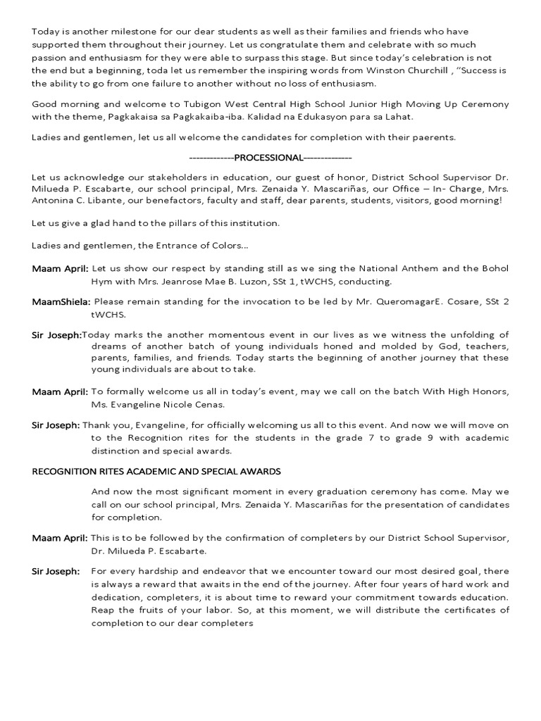 Moving Up Rites - Script | PDF