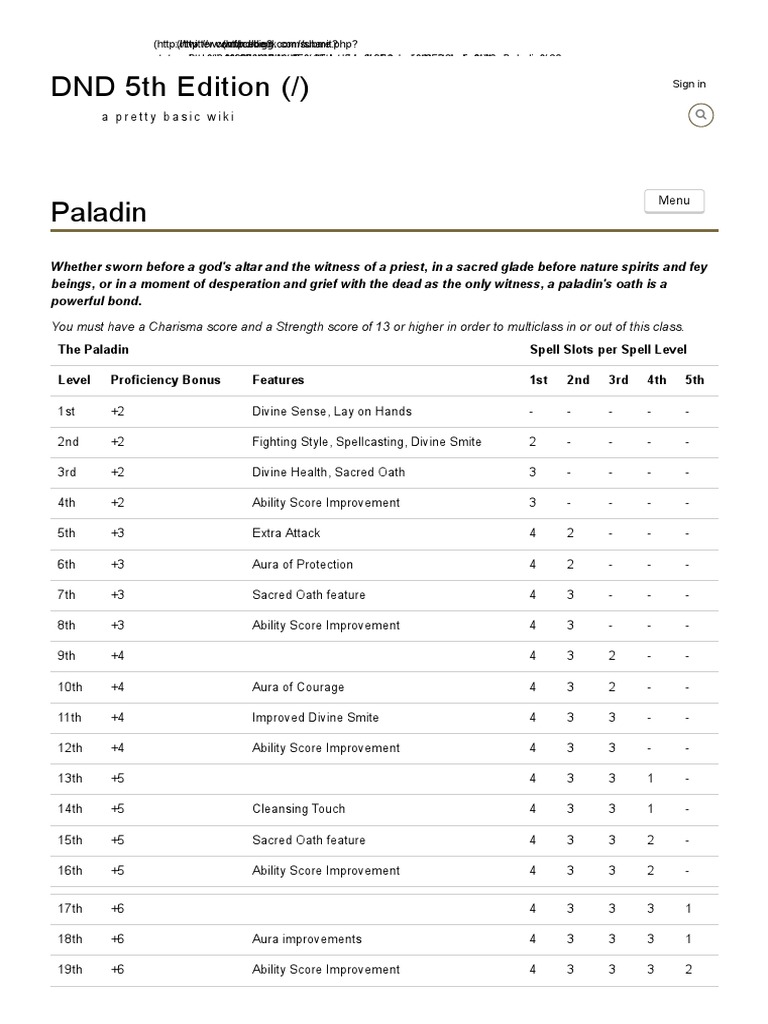 Paladin - DND 5th Edition | PDF | Gary Gygax Games | Dungeons & Dragons