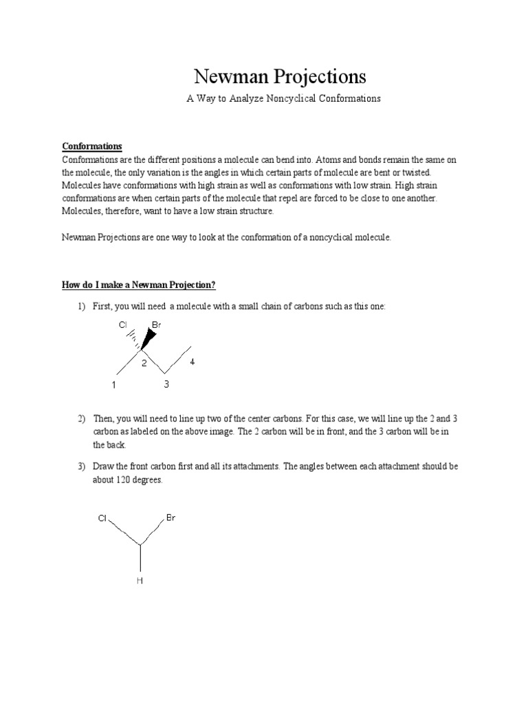 Newman Projections (Acyclic - 01) | PDF | Conformational Isomerism ...