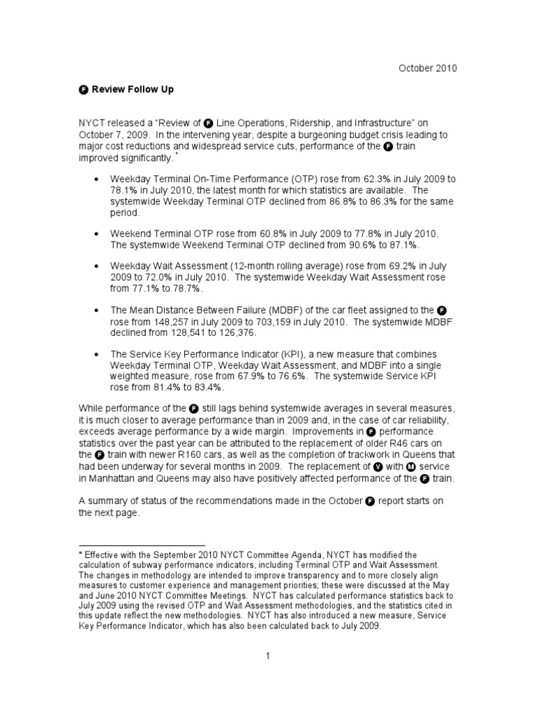 MTA F Train Review | PDF | Transport | Business