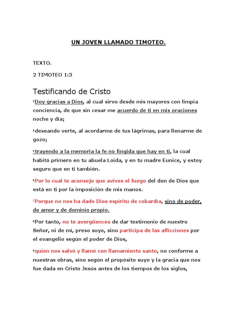 Un Joven Llamado Timoteo | PDF | Pablo el apóstol | Jesús