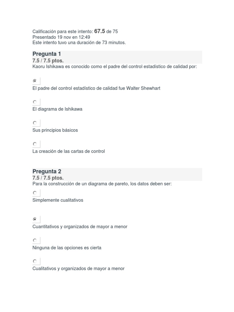 Quiz 1 Control de Calidad | PDF | Histograma | Six Sigma