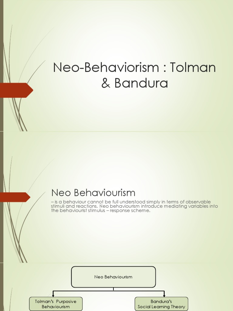 Neo-Behaviorism: Tolman and Bandura's Theories | PDF | Behaviorism ...