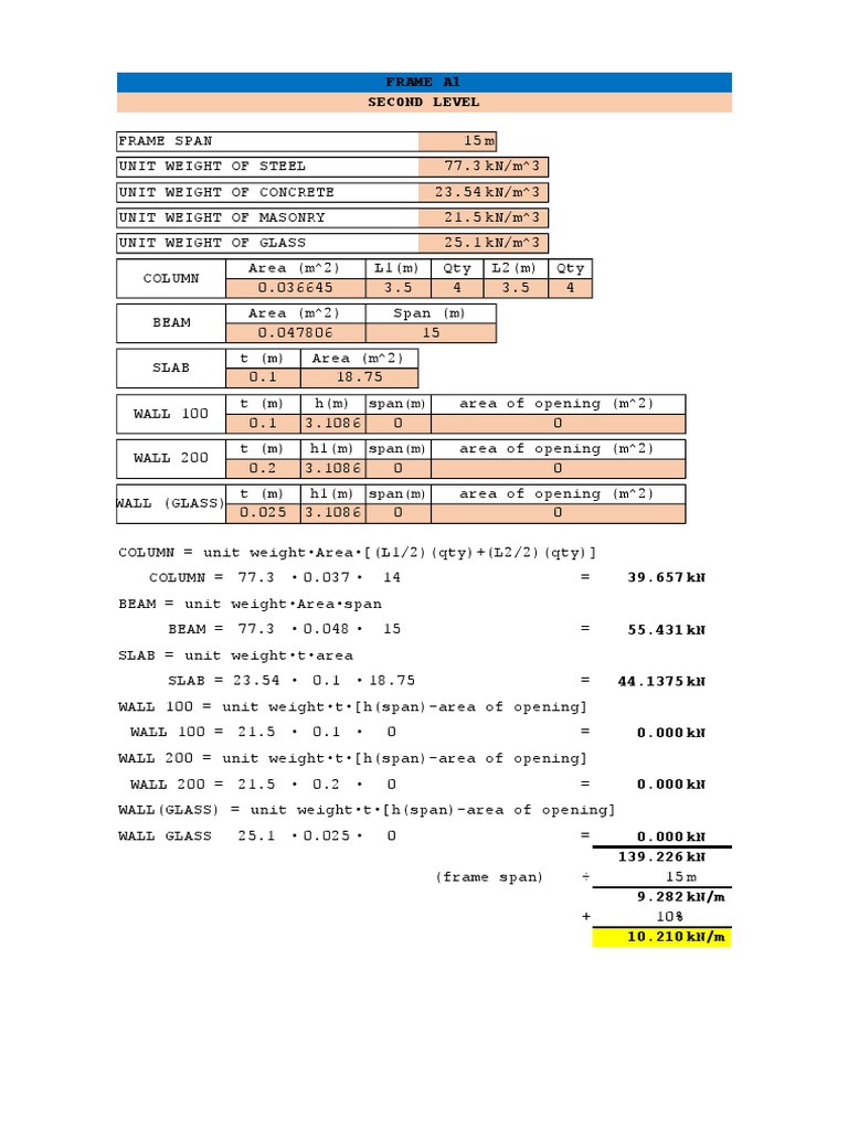 RM - Dead Load Computation Steel (H, V, S) | Download Free PDF ...