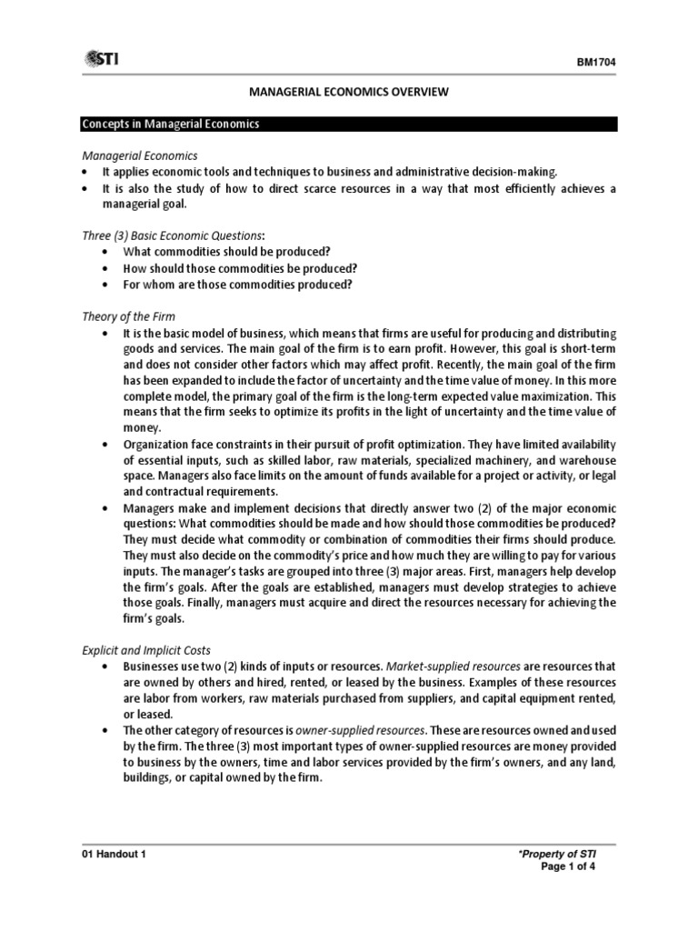 Managerial Economics | PDF | Present Value | Profit (Economics)