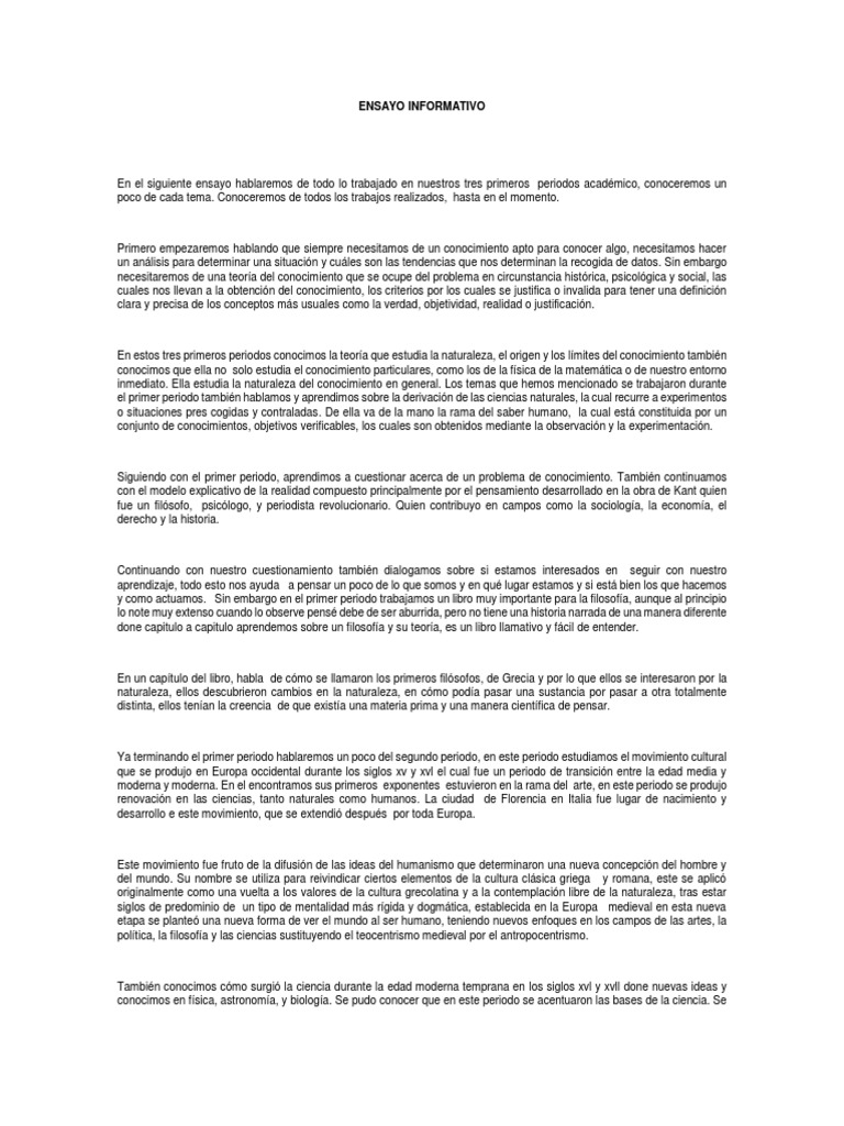 Ensayo Informativo | PDF | Conocimiento | Science