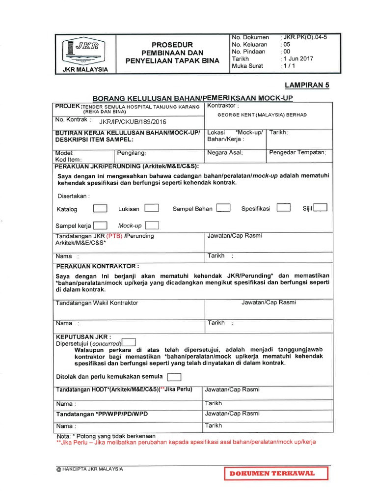 Contoh Borang Kelulusan Bahan JKR | PDF