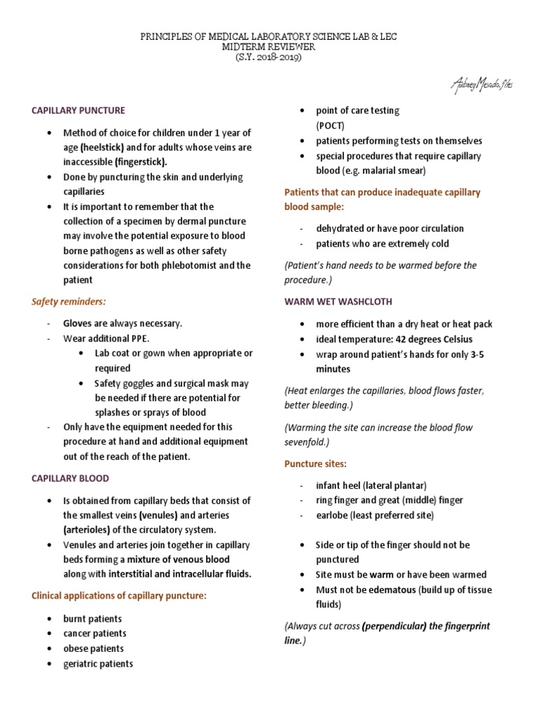 PMLS Lab and Lec Reviewer | PDF | Intravenous Therapy | Blood Plasma