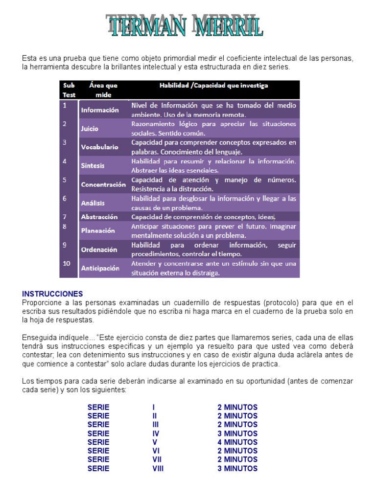 TERMAN Test 3 Manual | PDF | Cociente de inteligencia | Memoria