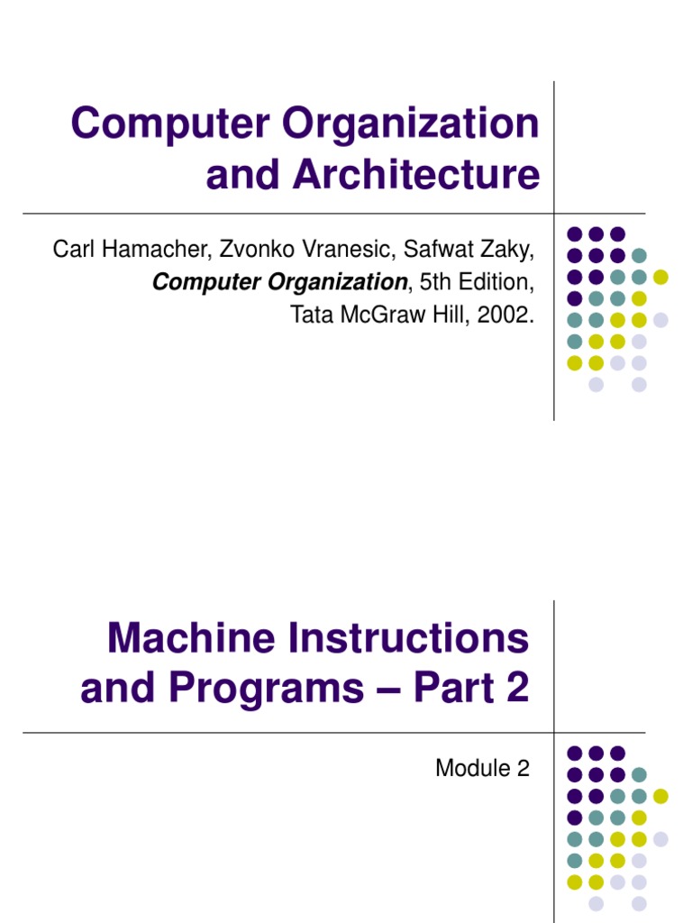 Computer Organization and Architecture (18EC35) - Machine Instructions and Programs - Part 2 ...