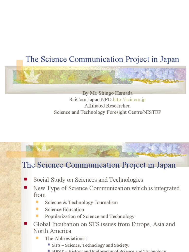 The Science Communication Project in Japan | PDF | Science | Justification