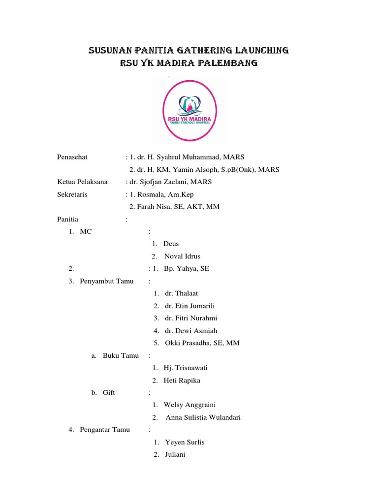 Susunan Panitia Gathering Launching | PDF