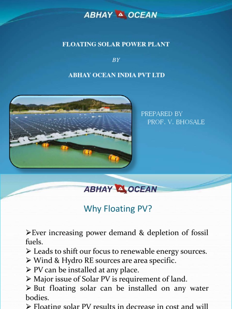 Floating Solar Power Plant | Download Free PDF | Solar Power ...